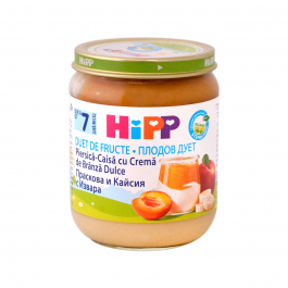 Duet de fructe - piersica, caisa si crema de branza dulce, ECO, 7+ luni ...